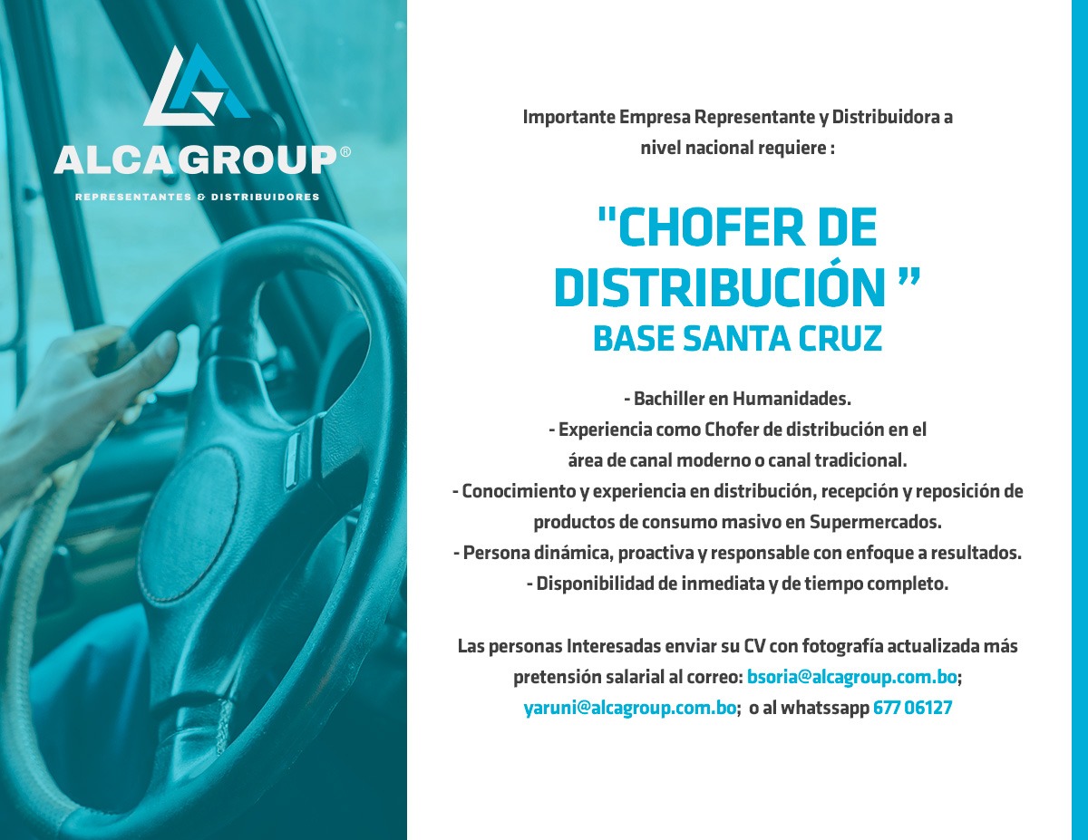 CHOFER DISTRIBUIDOR | Trabajando Bolivia